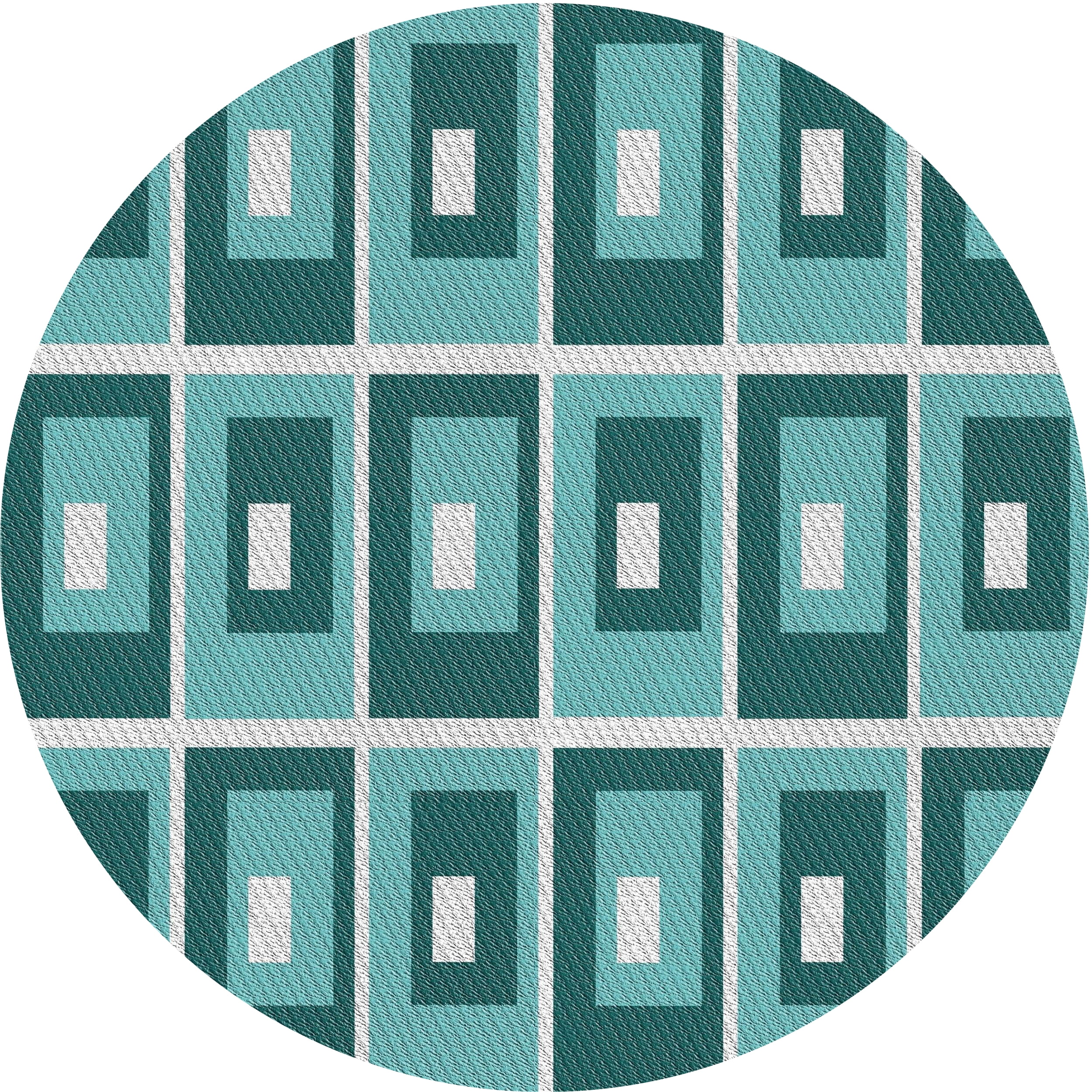 Ahgly Company Indoor Round Patterned Teal Green Area Rugs, 3' Round ...