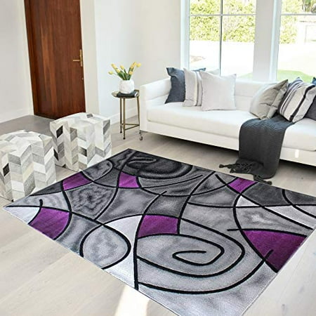 HR-Purple/Grey/Silver/Black/Abstract Area Rug Modern Contemporary ...
