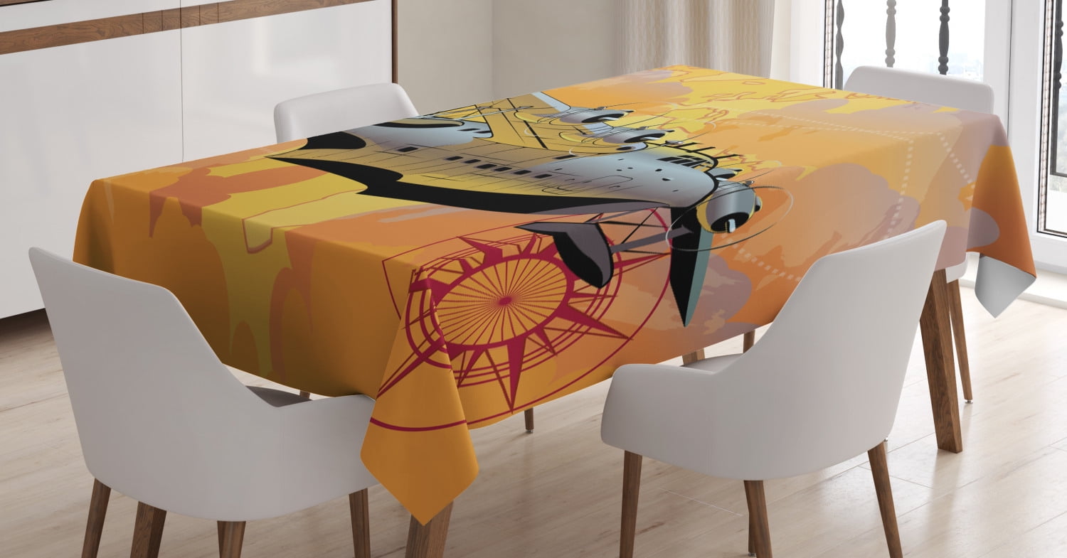 Ambesonne Vintage Airplane Tablecloth Rectangular Table Cover, Retro ...
