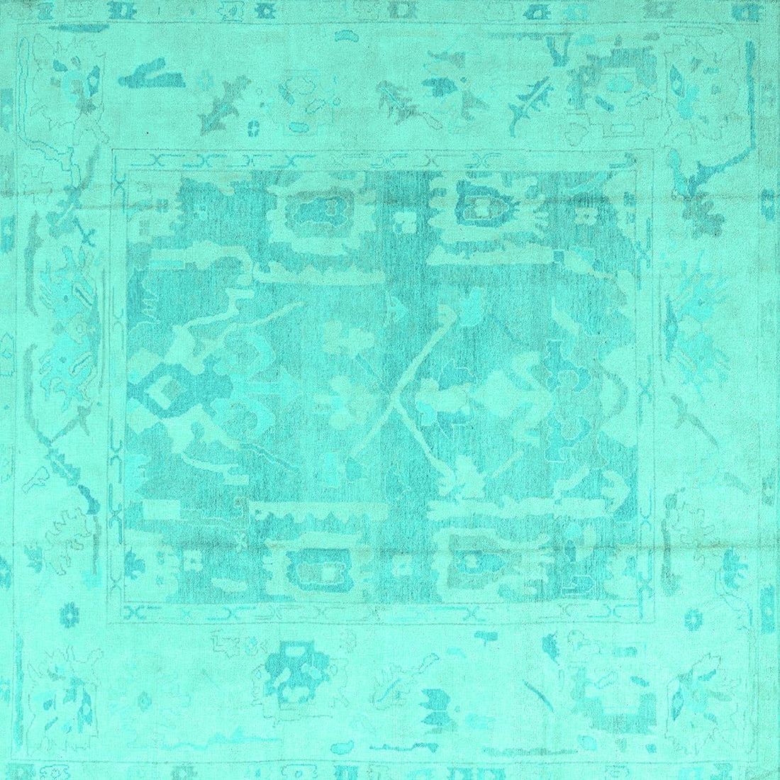 Ahgly Company Indoor Square Abstract Turquoise Blue Modern Area Rugs, 7 ...