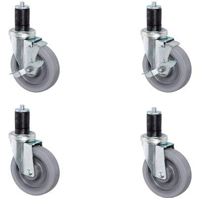 CasterHQ- 4 inch Gray TPR Caster Wheel Set for Commercial Kitchen PREP ...