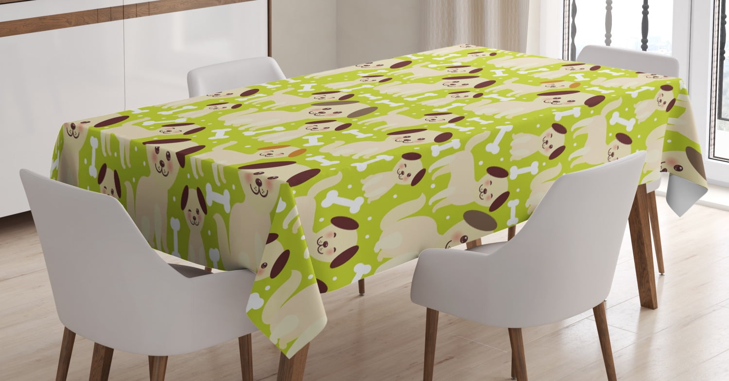 Labrador Tablecloth, Puppies with Smiling Faces Bones Happy Baby ...