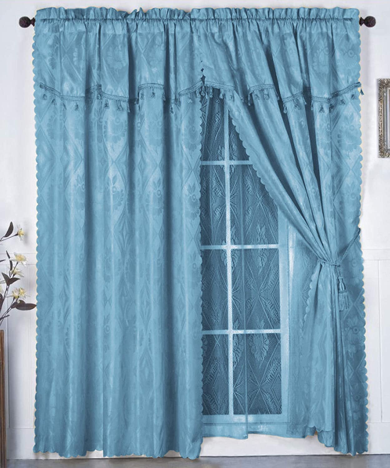 Sapphire Home 2 Panel Window Curtain Set 108 W X 84 L With Valance