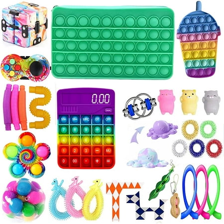 Pop Bubble Silicon Pencil Boxes Fidget Packs, Popper Simple Fidget Pen ...