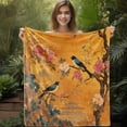 Vintage Floral and Bird Print Flannel Blanket – Soft, Cozy, All-Season ...