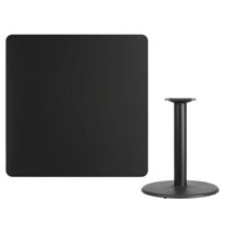 42" Square Black Laminate Table Top With Table Height Round Base ...