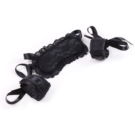 Lace Blindfold Eye Mask Ribbon Ties Eye Cover Waist Cuff Set Couple ...