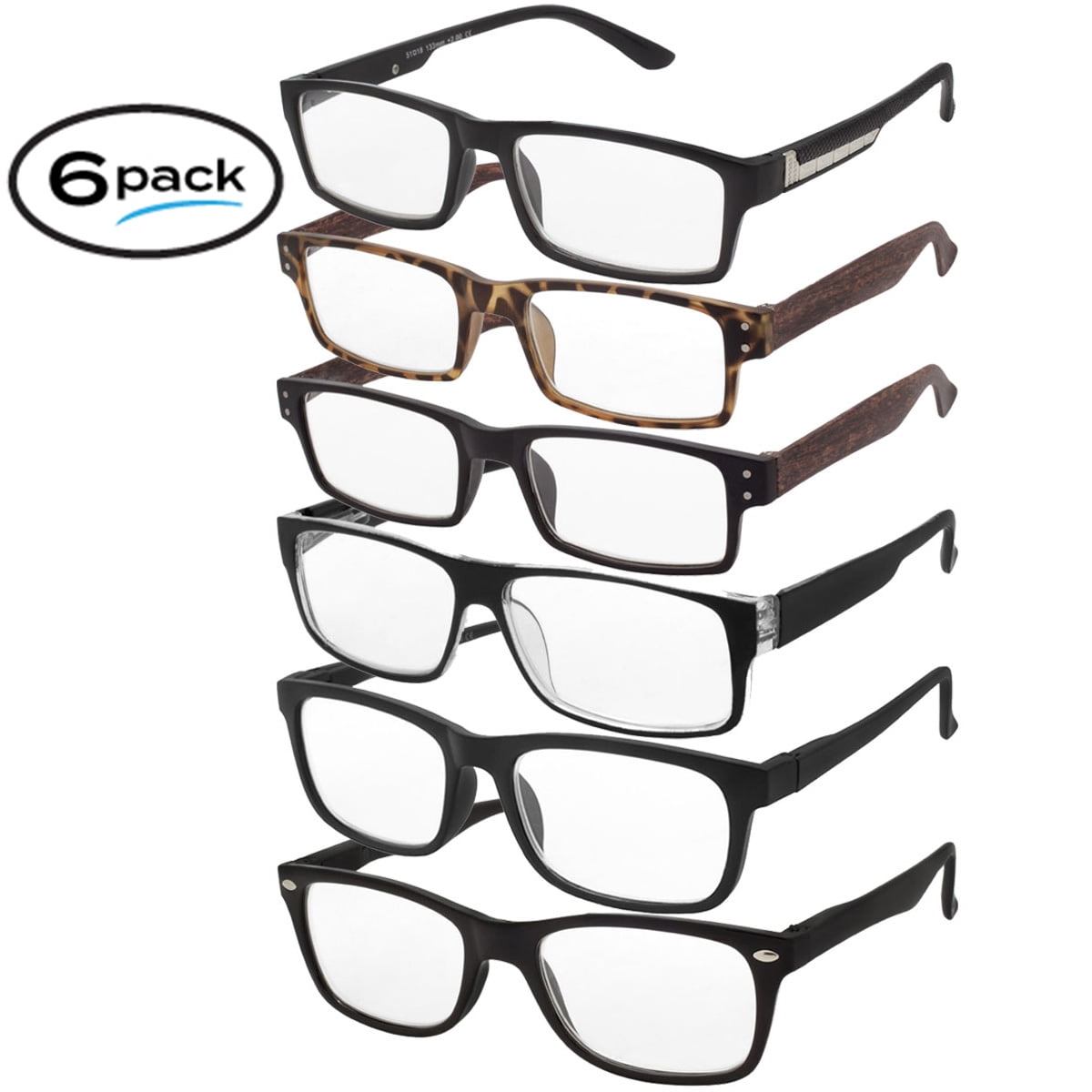 Reading Glasses Mens 6 Pack Unisex Readers Classic Assorted Eyeglasses - Walmart.com