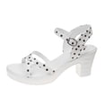 Boho Polka Print Buckle Ankle Strap Thick Heel Sandals Open Toe ...