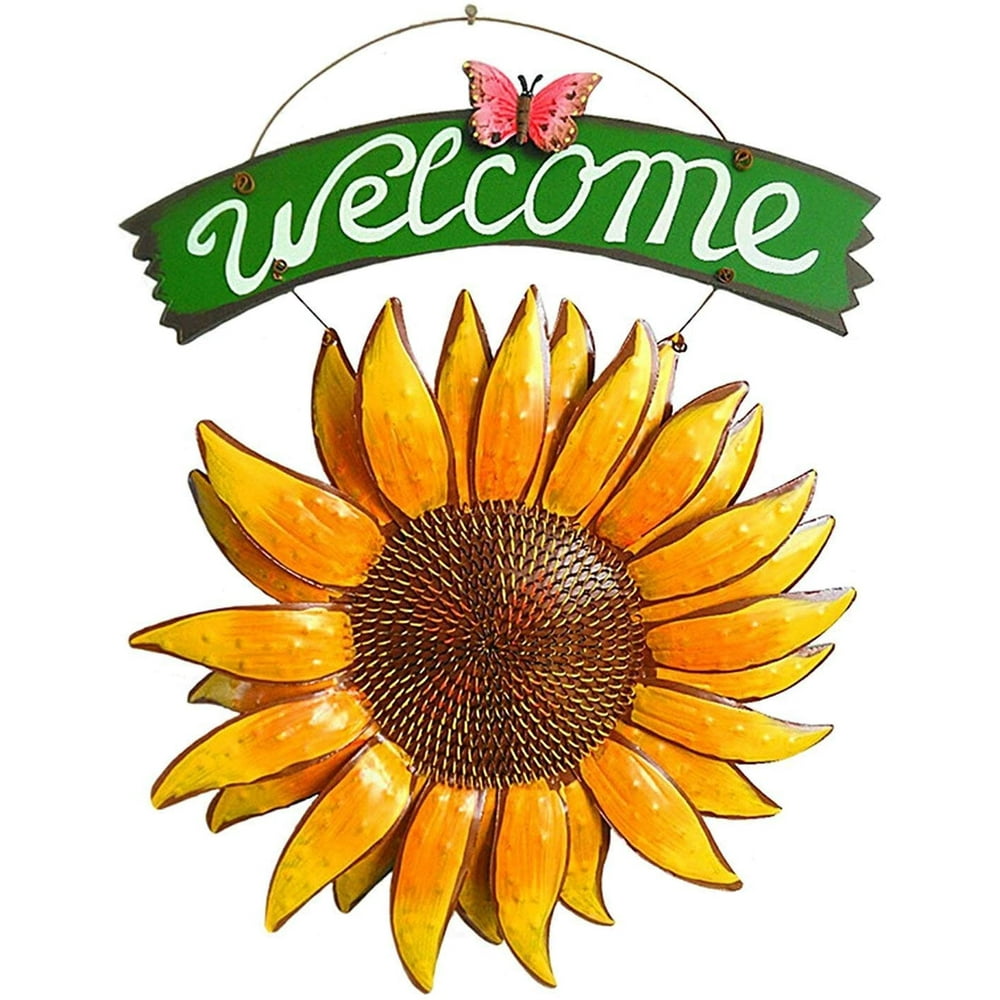 Metal Sunflower Welcome Sign Front Door Decor Hanging Welcome Sign ...