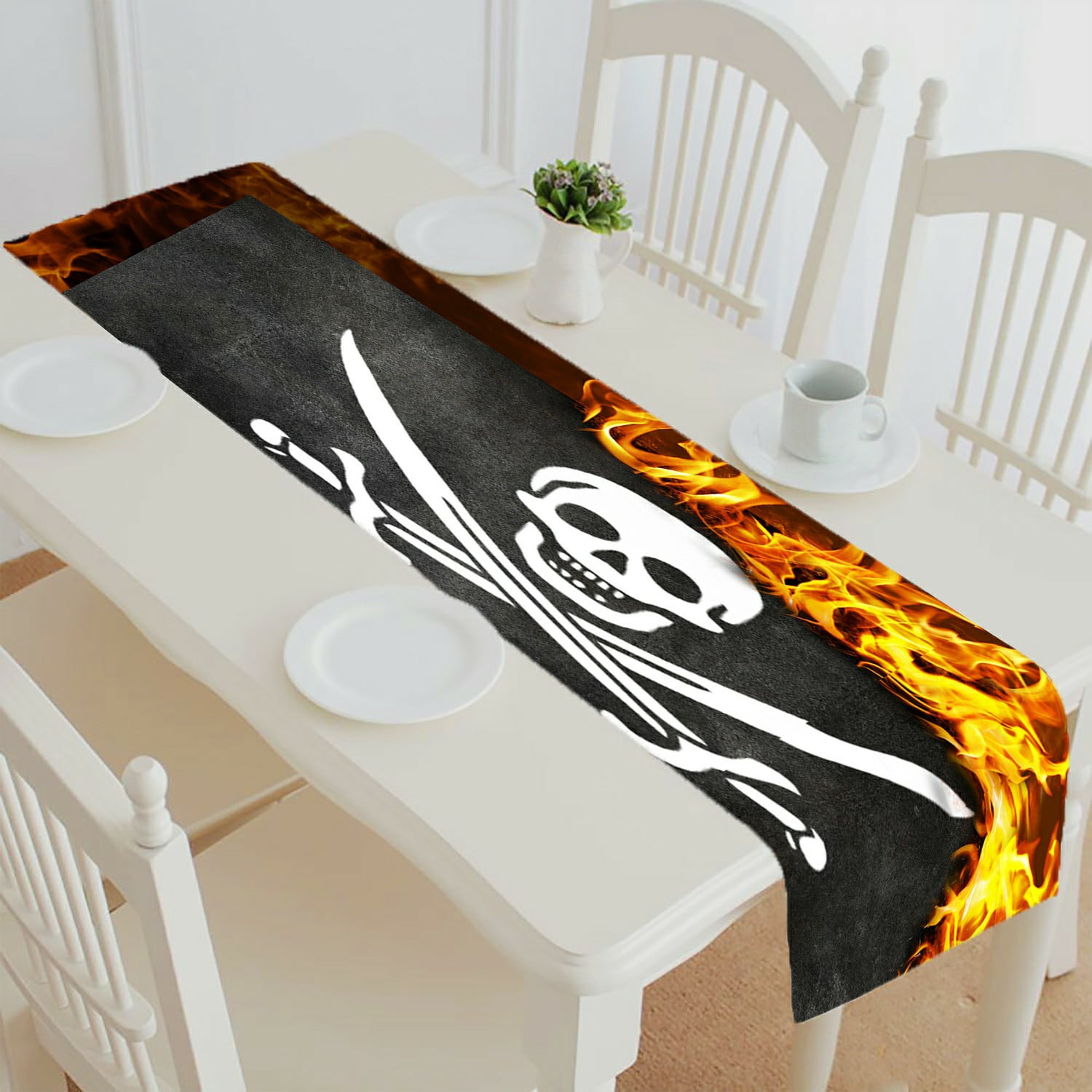 ECZJNT Flag Burning War Crisis Pirate table runner table cloth tea ...