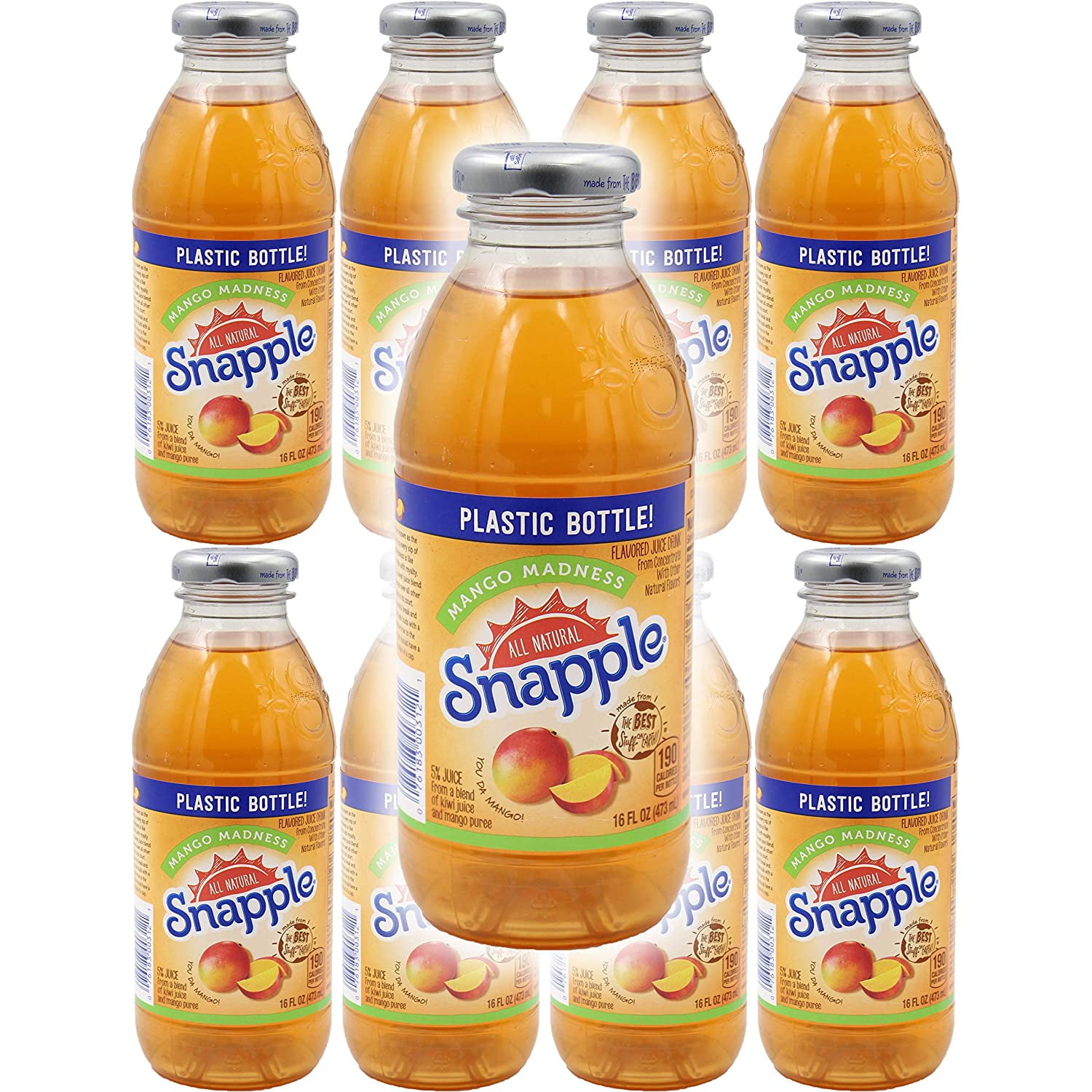 Snapple Mango Madness, All Natural, 16 Fl Oz (Pack of 8, Total of 128 ...