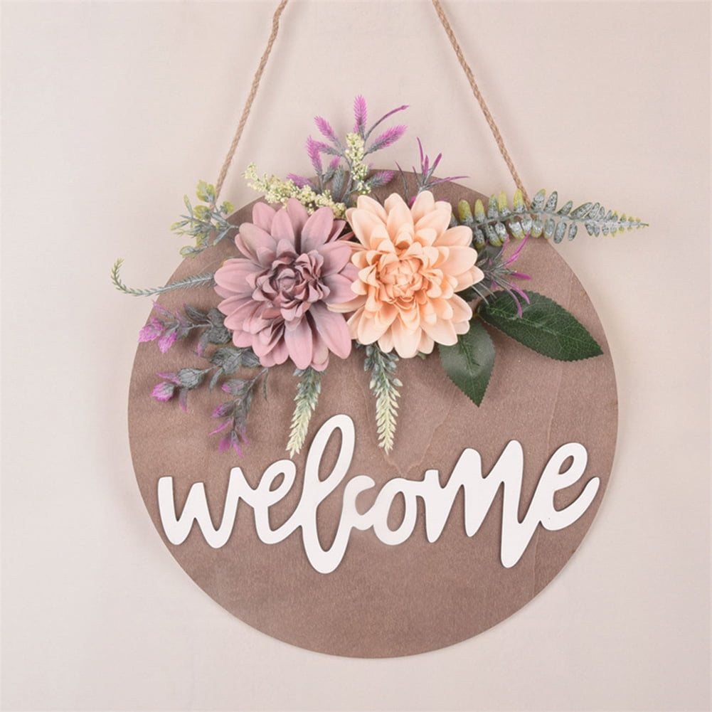 CSCHome Front Door Welcome Sign, Round Wooden Hanging Decoration for ...