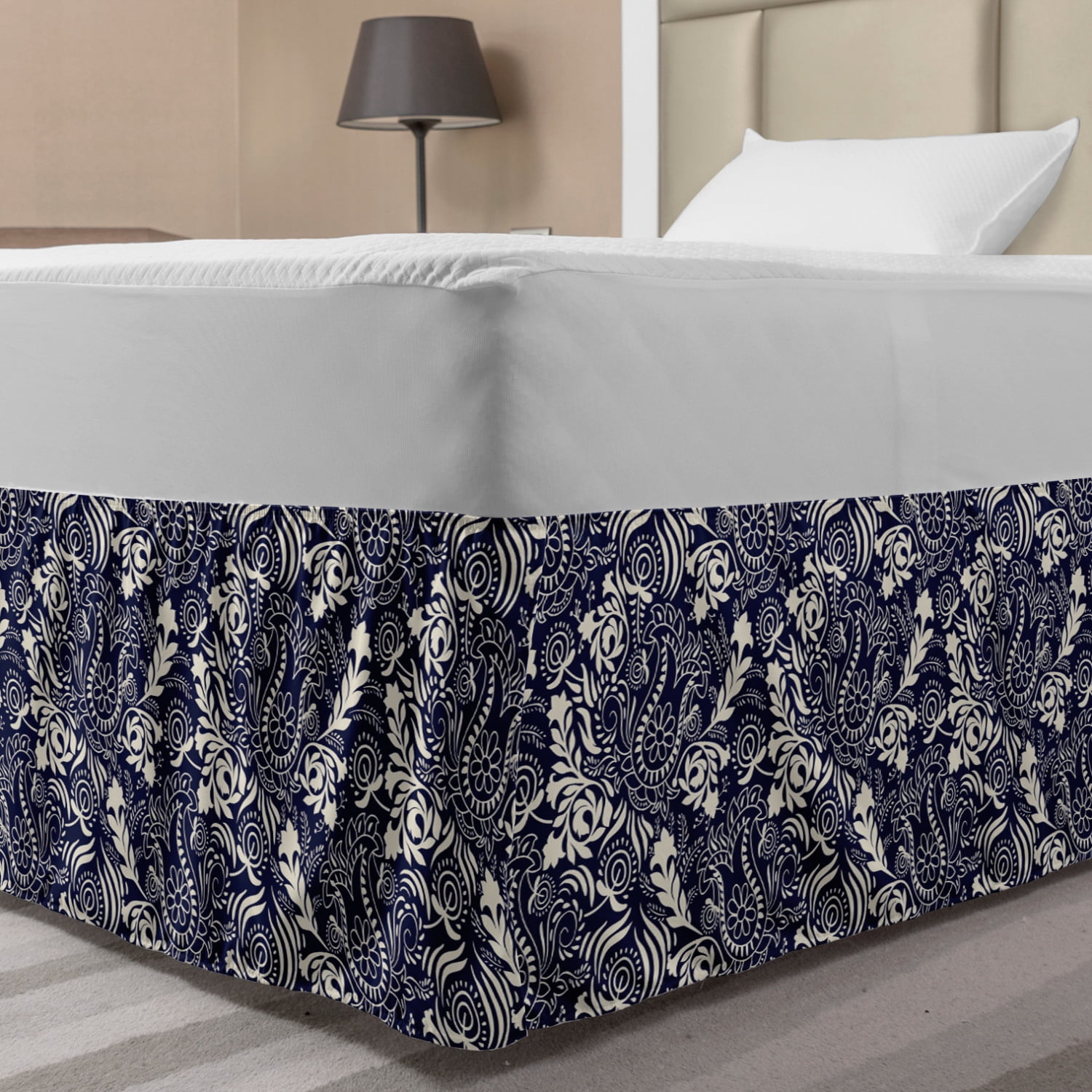 Persian Bed Skirt, Middle Eastern Inspirations with Curved Leaves and ...