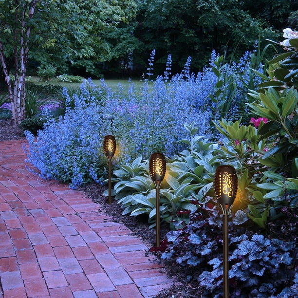 Alpine Corporation 20" Outdoor Solar Torch Flame LED Light Pathway ...