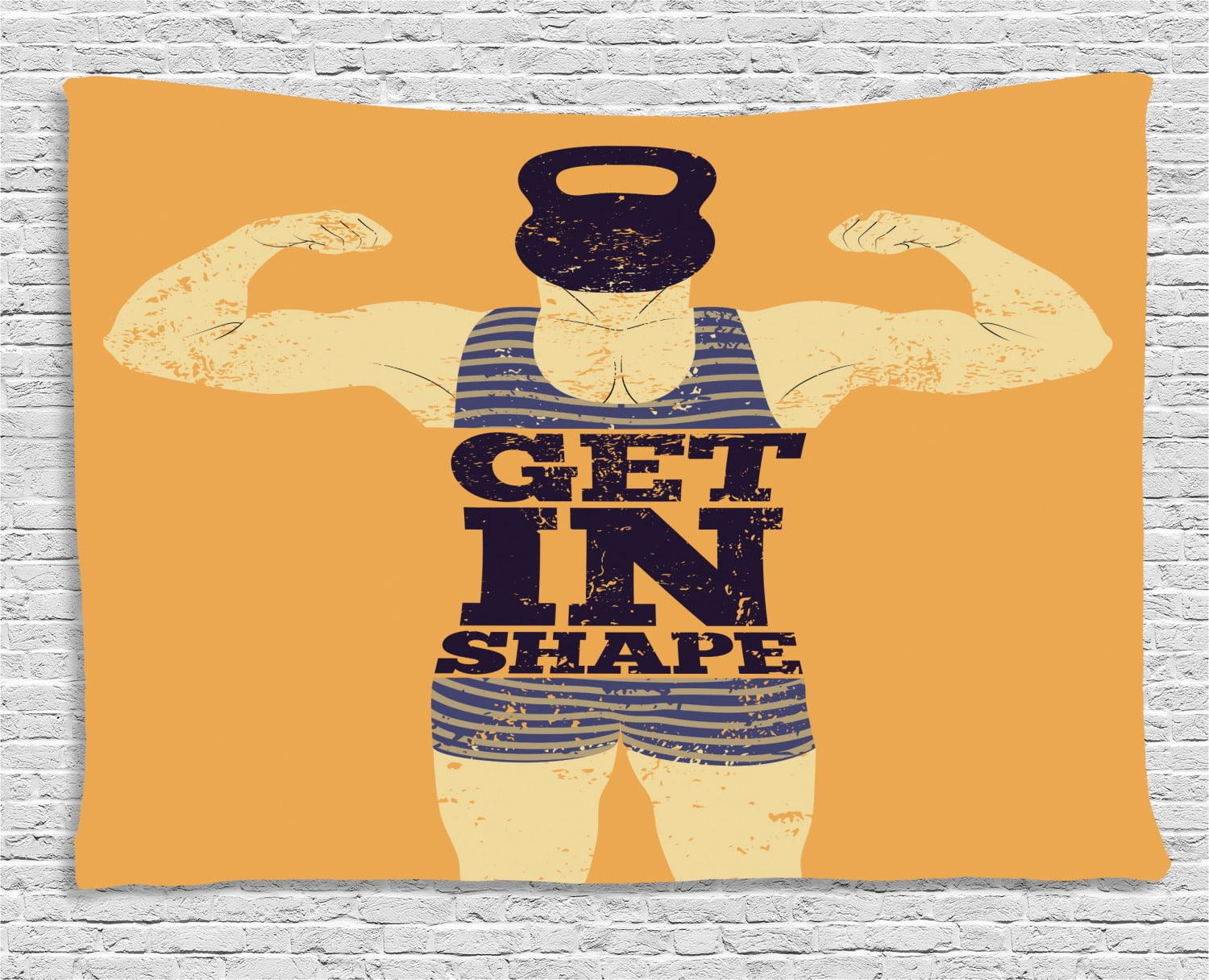 Vintage Decor Tapestry, Get in Shape with a Male Human Body with ...