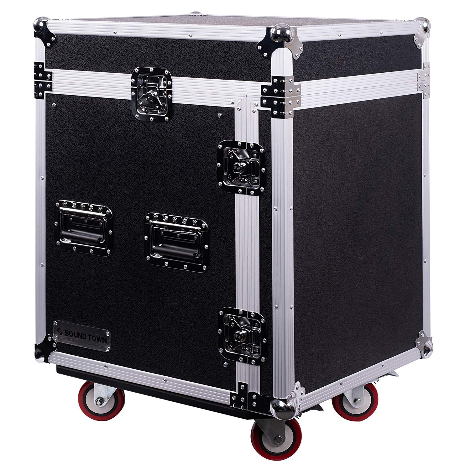 Sound Town 12-Space PA/DJ Pro Audio Rack/Road Case with Slant Mixer Top ...