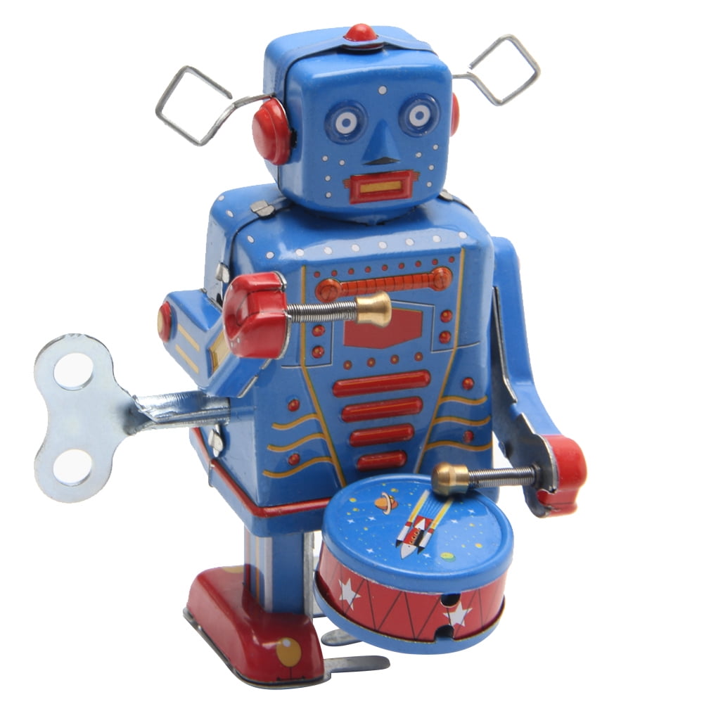 Retro Clockwork Wind Up Metal Walking Robot Toy Vintage Collectible ...