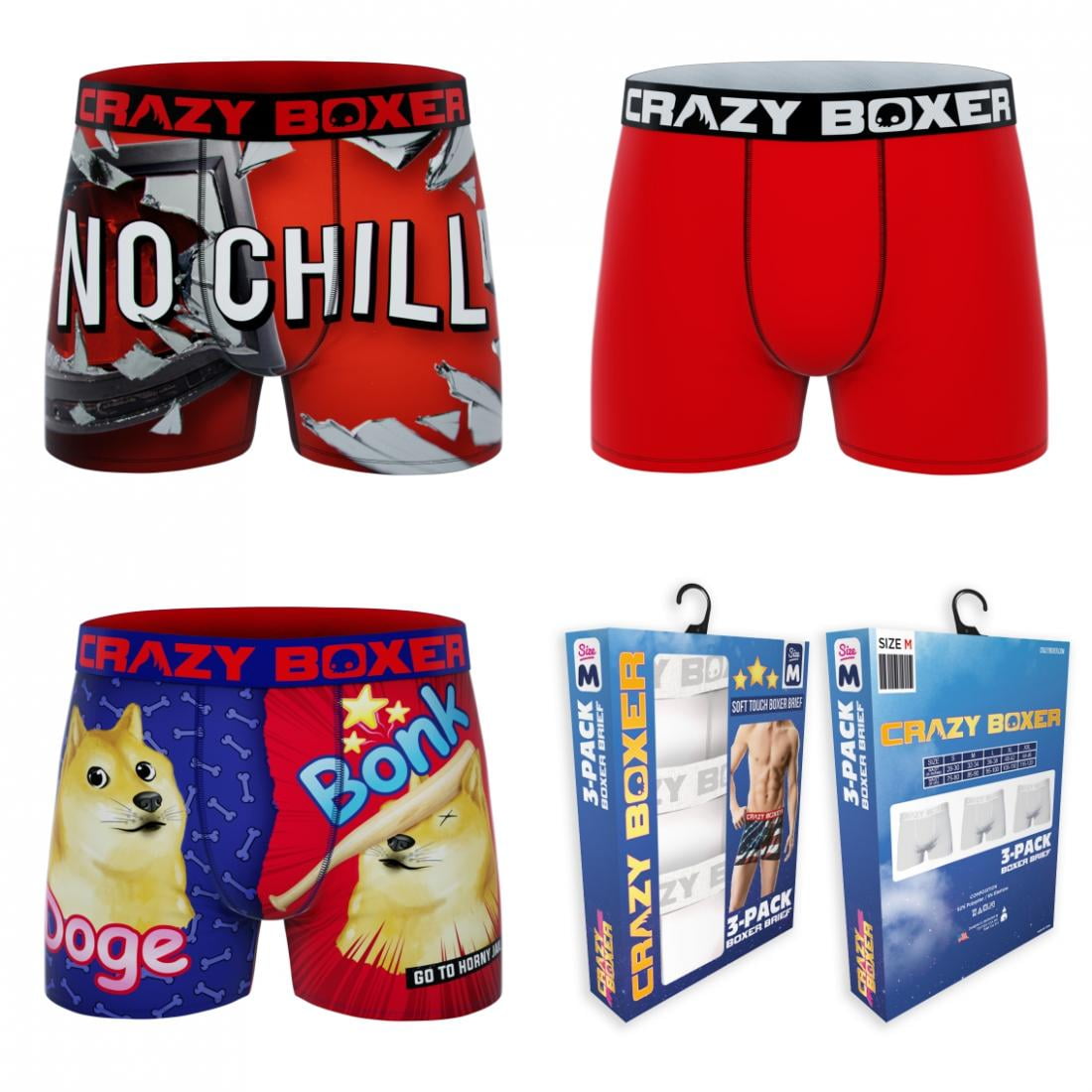 CRAZYBOXER Meme Culture No Chill Men's Boxer Briefs (Pack 3) - Walmart.com