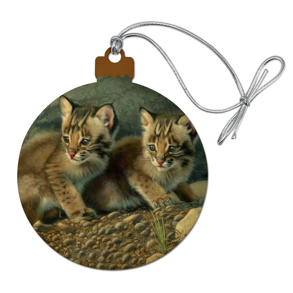 Bobcat Kittens Babies Wood Christmas Tree Holiday Ornament - Walmart.com
