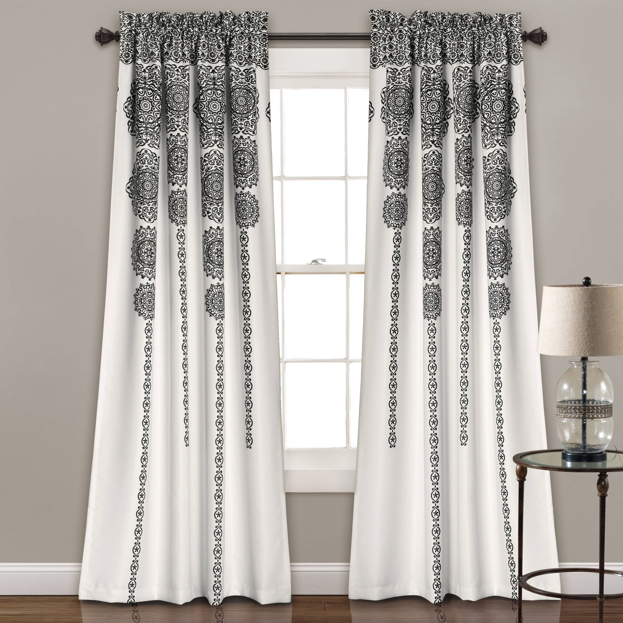 Lush Decor Stripe Medallion Room Darkening Window Curtain Set - Walmart.com