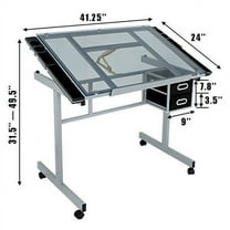 Artist Drafting Table with Glass Top, Craft Station for Drawing and ...
