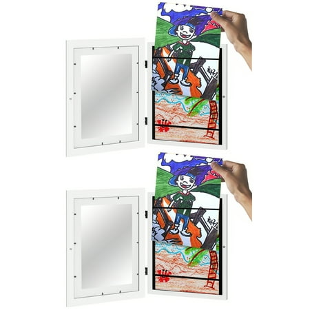 2pcs A4 Wooden Fillable Picture Frame Front Opening Hinged Photo Frames ...