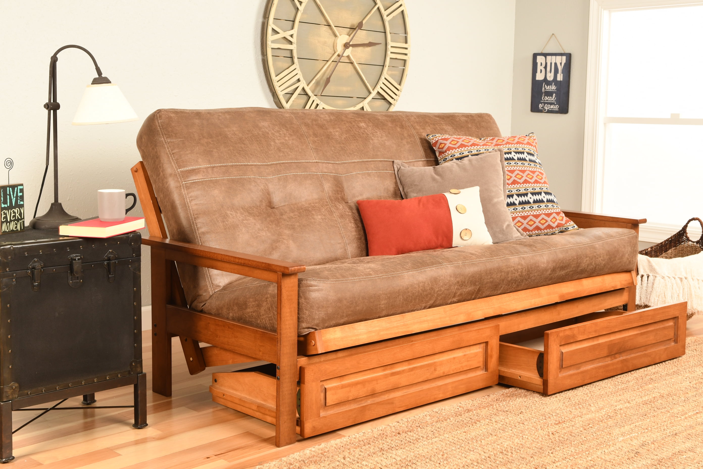 Albany Futon with storage in Barbados Finish, Multiple Colors - Walmart.com