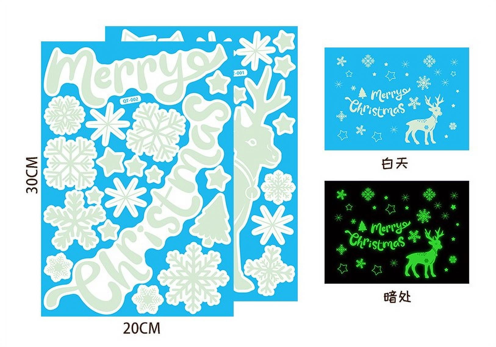 Glow in The Dark Electrostatic Stickers Christmas Wall or Ceiling ...