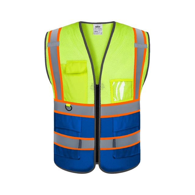 Reflective Vest Class 2 Safety Vests ANSI with 5 Pockets Zipper High ...