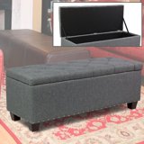 Magshion Grey Storage Ottoman Bench Linen-look, Tufted Stylish ...