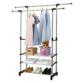 UBesGoo Double Clothes Rail Portable Hanging Garment Dress On Wheels ...