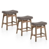 "Summit Living 24"" Wooden Saddle Bar Stools, Set of 3, Gray, Linen ...