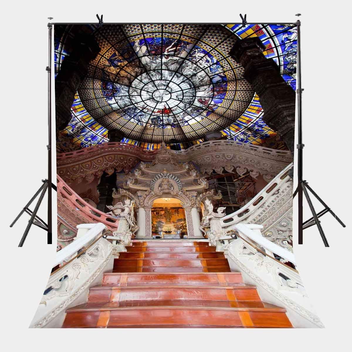 ABPHOTO Polyester 5x7ft Dome Church Backdrop Church Interior Ladder ...