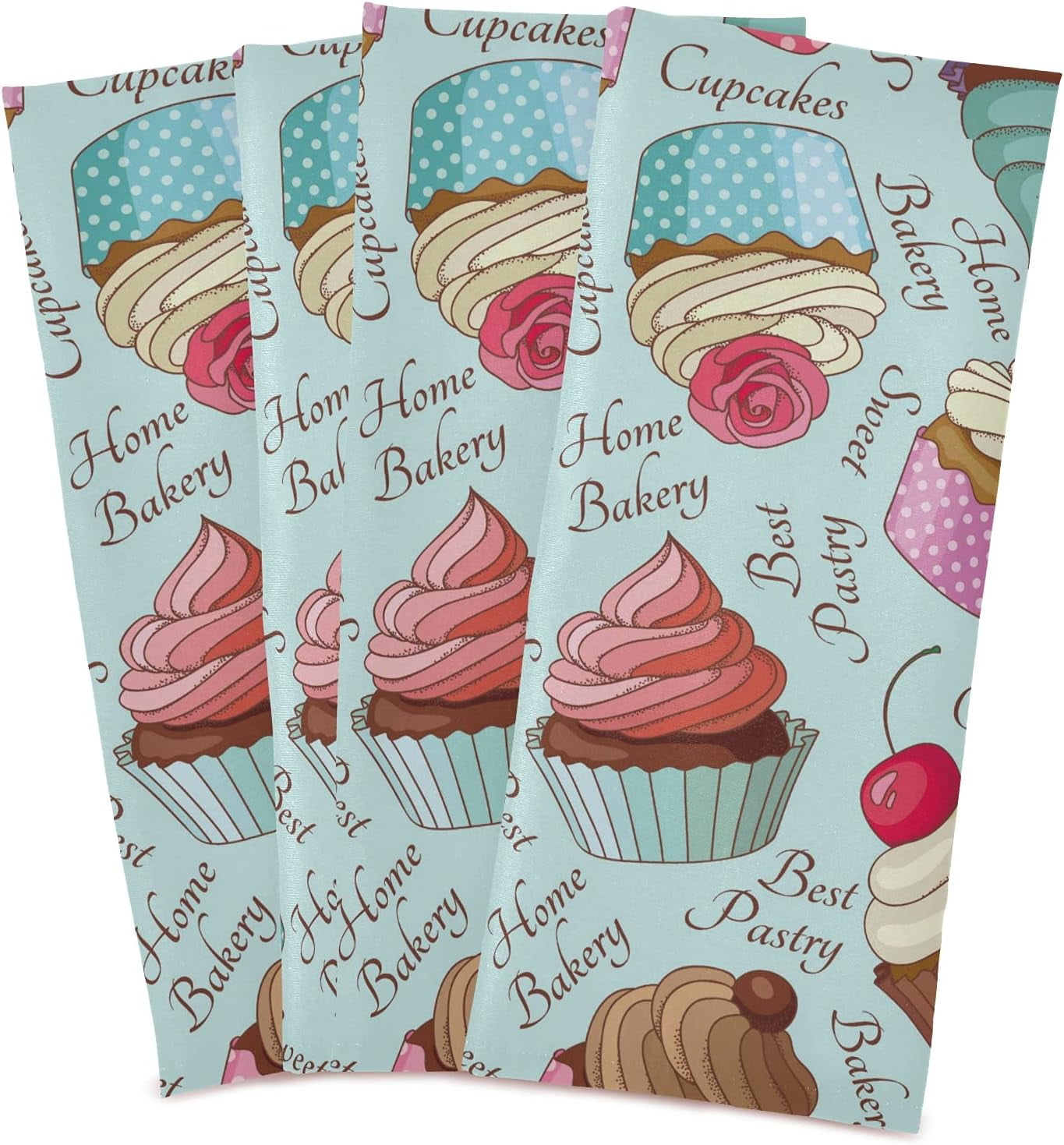 Kitchen Dish Towels Yummy Colorful Cream Cupcake Kitchen Towels Set of 6 Super Soft Absorbent Dish Towels Set Microfiber Polyester Kitchen Dish