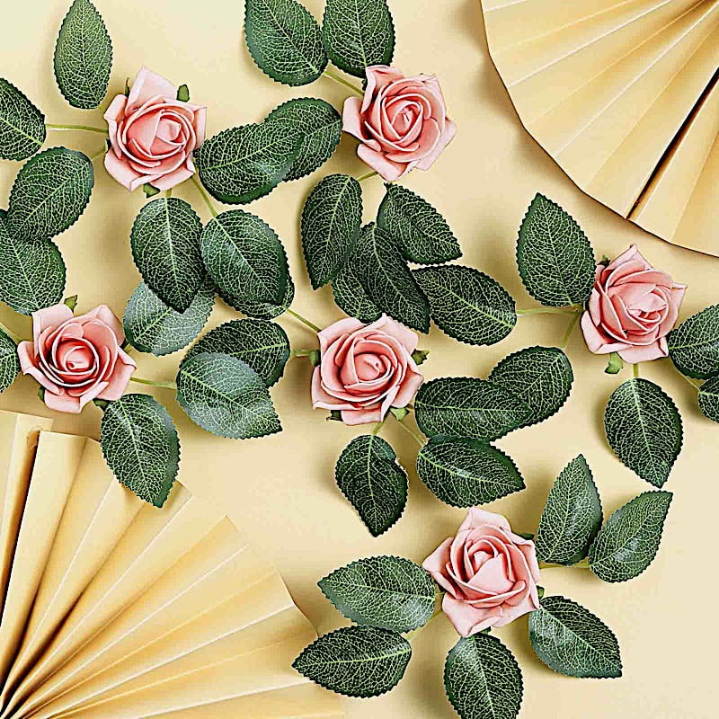 BalsaCircle 24 Dusty Rose 2" Mini Foam Roses Artificial Flower Stems ...