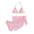 BOBOGOJP Girl's Swimwear Sets Backless Halter Bikini Brief Wrap Skirt ...