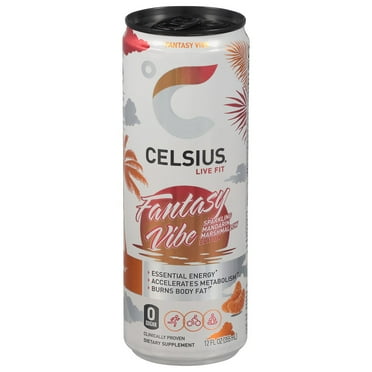 CELSIUS Sparkling Fantasy Vibe, Low Calorie Carbonated Energy Drink, 12 ...