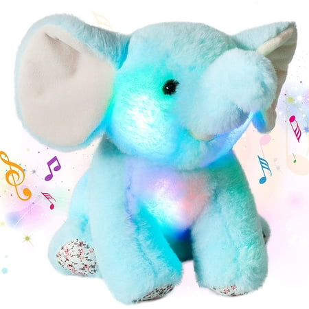 HSD Musical LED Plush Elephant Stuffed Animal Light up Soft Toy with ...