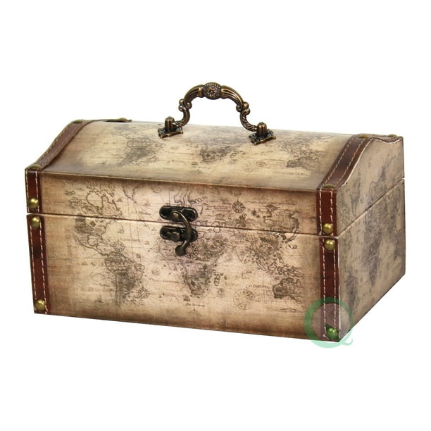 Old World Map Leather Vintage Style Treasure Box - Walmart.com