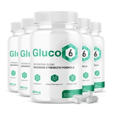 Gluco 6 Capsules - Pack of 5, Glucose Health Pills, Blood Sugar Support ...