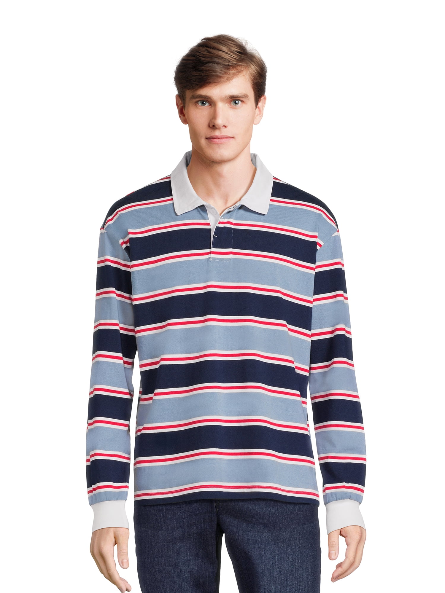 Grayson Social Men's & Big Men's Stripe Polo Shirt with Long Sleeves, Sizes S-3XL - Walmart.com