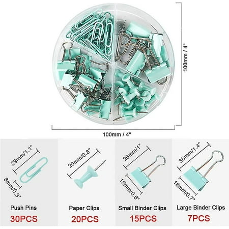 Paper Clips Binder Clips Push Pins Sets With Acrylic Box For Office ...