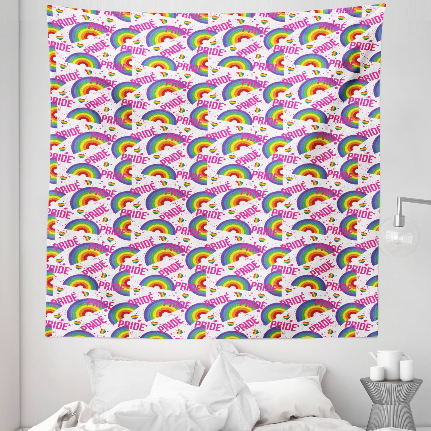 Pride Day Tapestry, Pixelated Grunge Vibrant LGBT Rainbow Illustration ...
