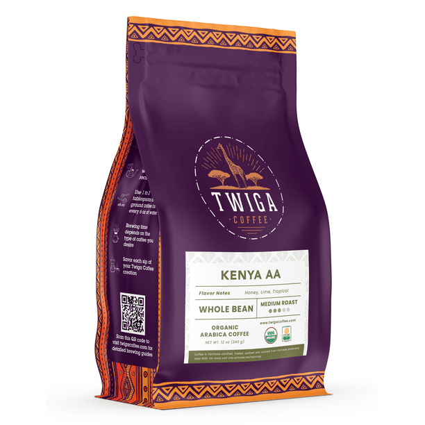 Kenya Grade AA Coffee | USDA Organic | Medium Roast | Whole Bean | 12 ...