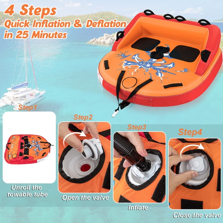 340 Lb Capacity Tube GYMAX 2-Person Towable Tube For Boats - 340LBS ...
