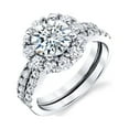 Metal Masters 3.25Ct Round Moissanite Crown Halo Bridal Set, 18K Over ...