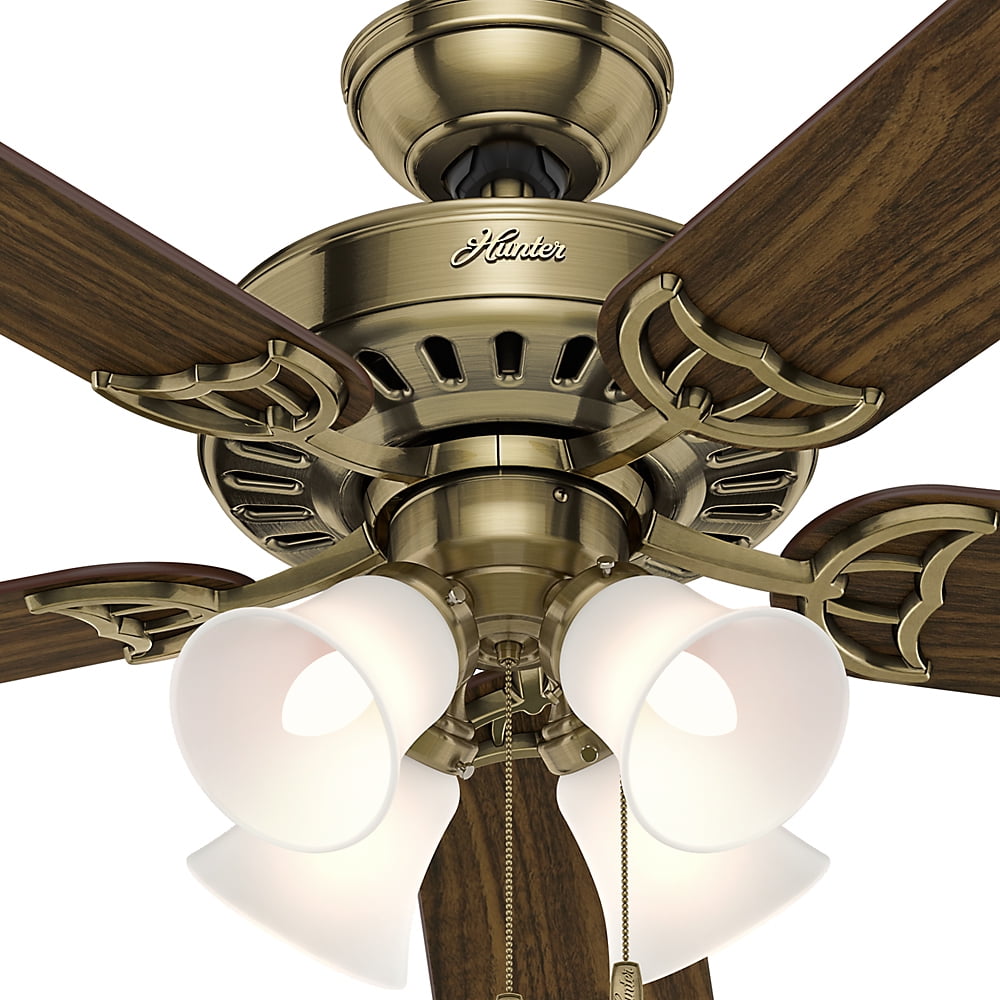 Hunter 4 Light Bright Brass Ceiling Fan Kit | Shelly Lighting