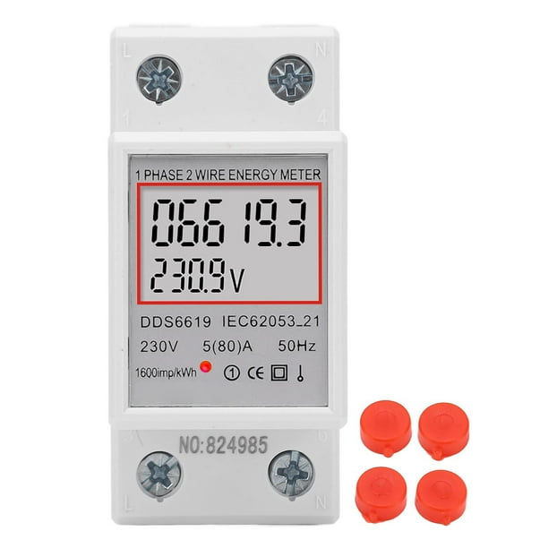 LCD Digital Electricity Meter Single Phase 2 Pin DIN Rail Electricity ...