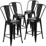 Summit Living 24 inch Wooden Counter Stool Set of 3, Black Faux Leather ...